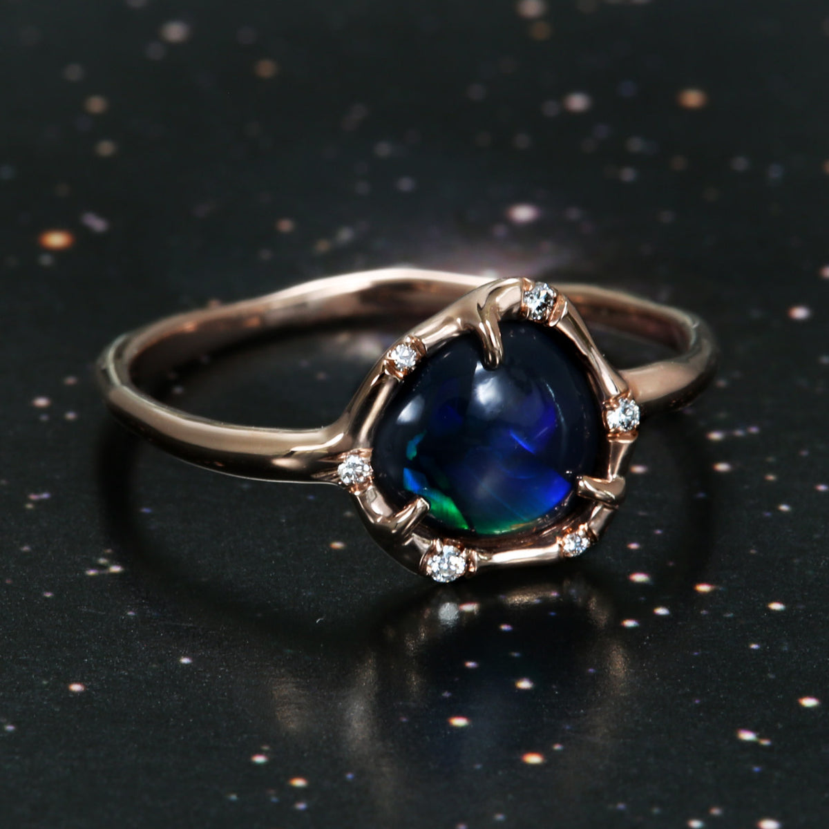 blue black opal ring