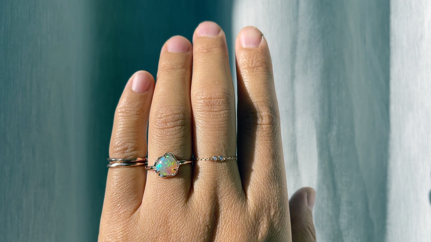 Cosmic Light Galactic Gem Crystal Opal Ring